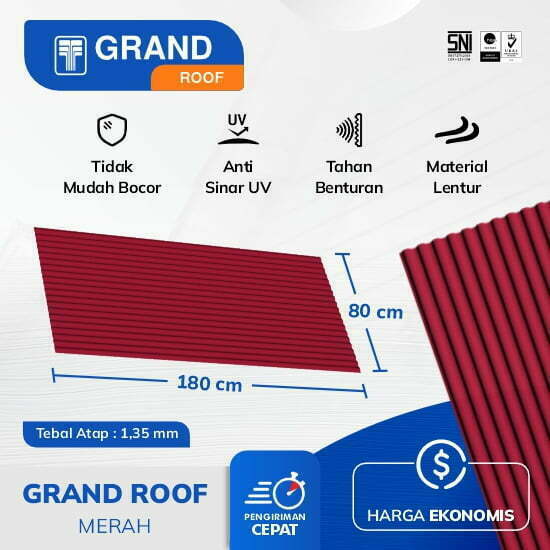 Atap Rooftop Plastik Rumah Grand Luxe Merah - Atap PVC
